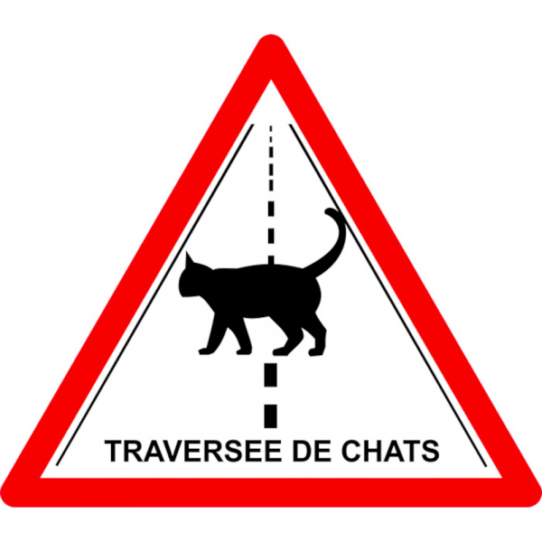 Pictogramme "Attention traversée de chats" autocollant sur Veterimat.fr